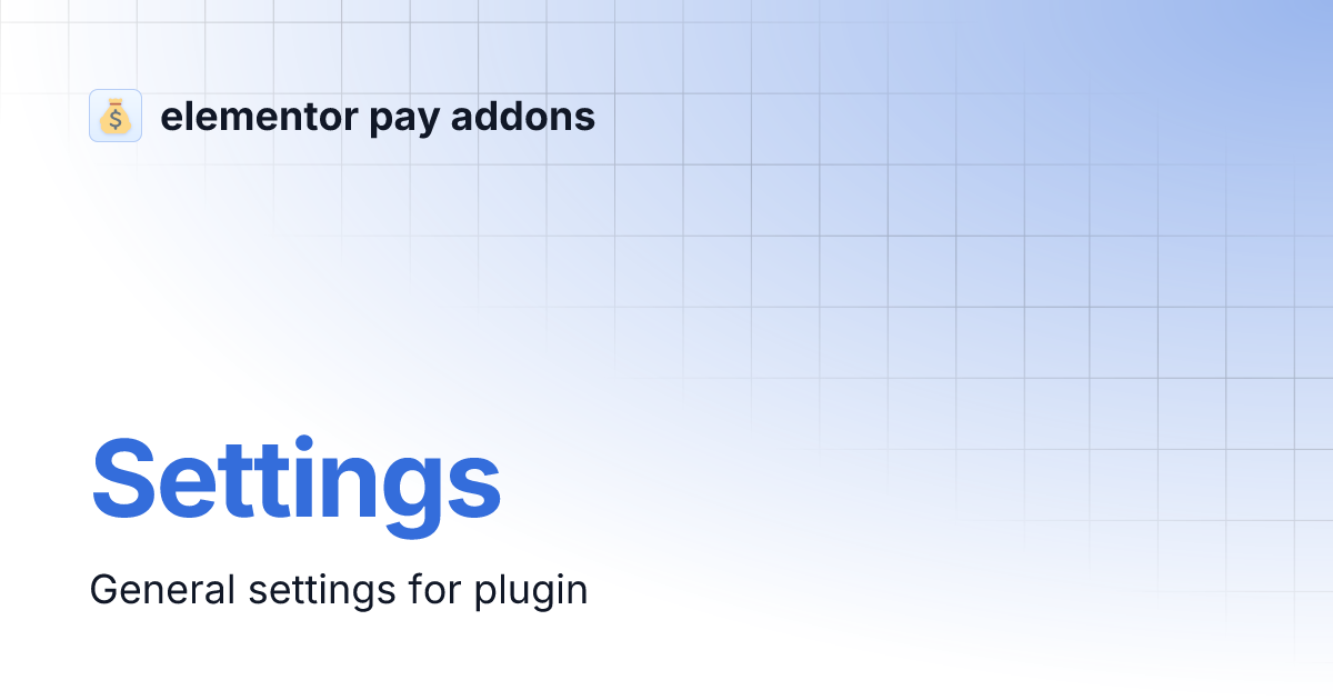 Settings | elementor pay addons