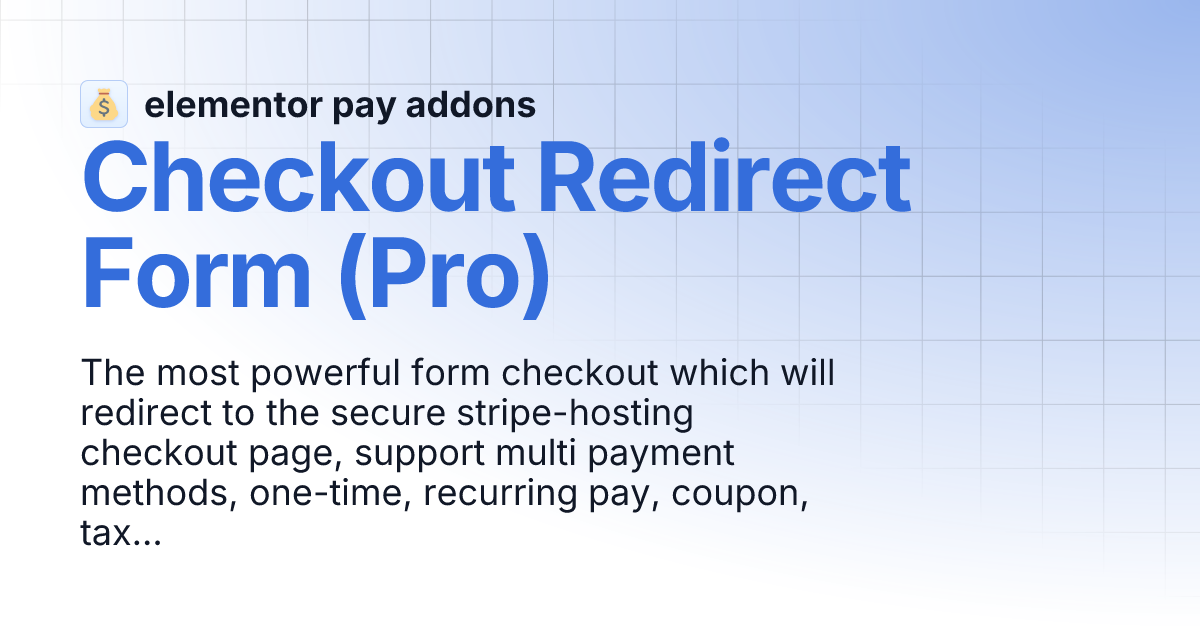 Checkout Redirect Form (Pro) | elementor pay addons